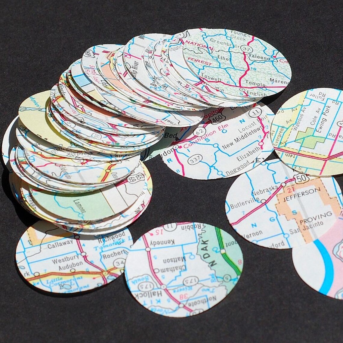 Map Paper Circles 100 United States 1 Inch Vintage Map - Etsy
