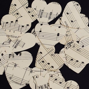 Music Paper Hearts- 100 Vintage Sheet Music Paper Hearts, Vintage Craft ...