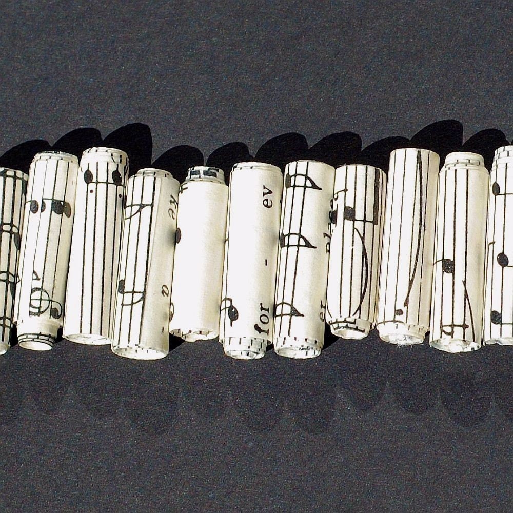 Sheet Music Beads 15 Vintage Sheet Music Paper Beads, Recycled, Rolled ...