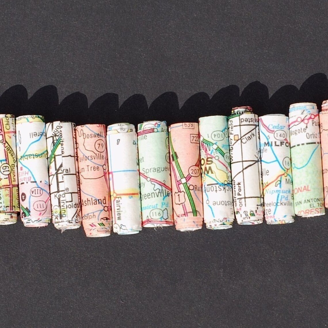 15 Recycled Map Paper Beads Vintage United States Road Atlas - Etsy