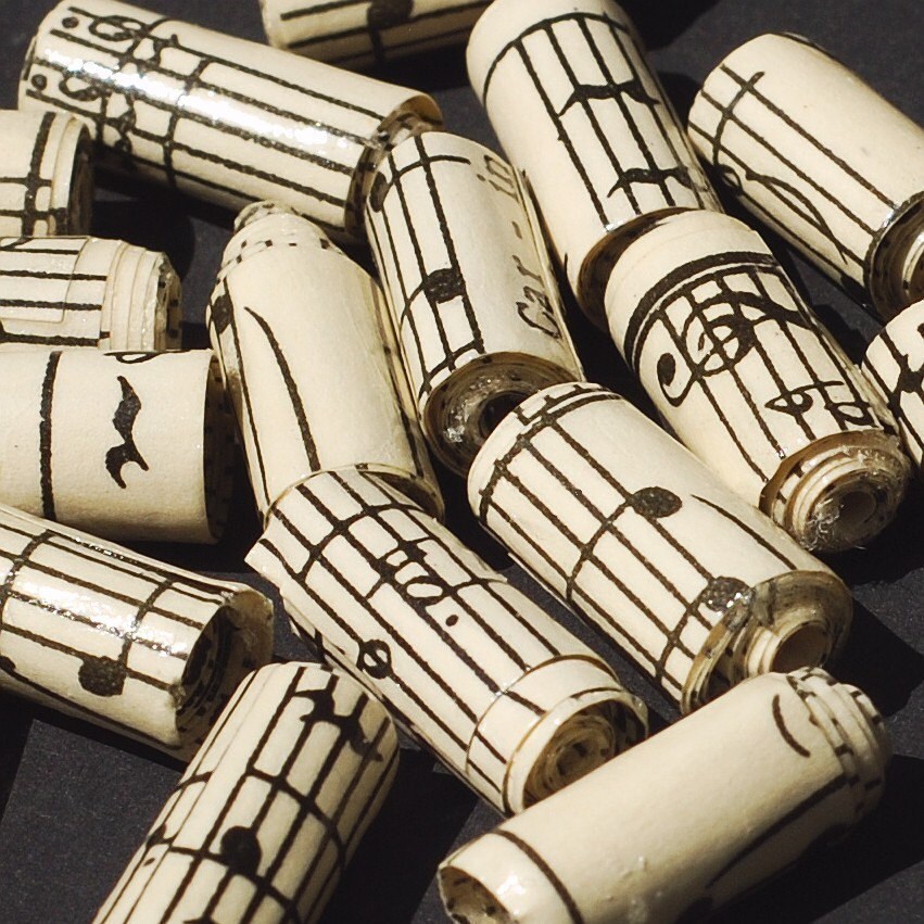 Music Paper Beads Recycled Paper Beads, 15 Vintage Sheet Music Bead Lot ...