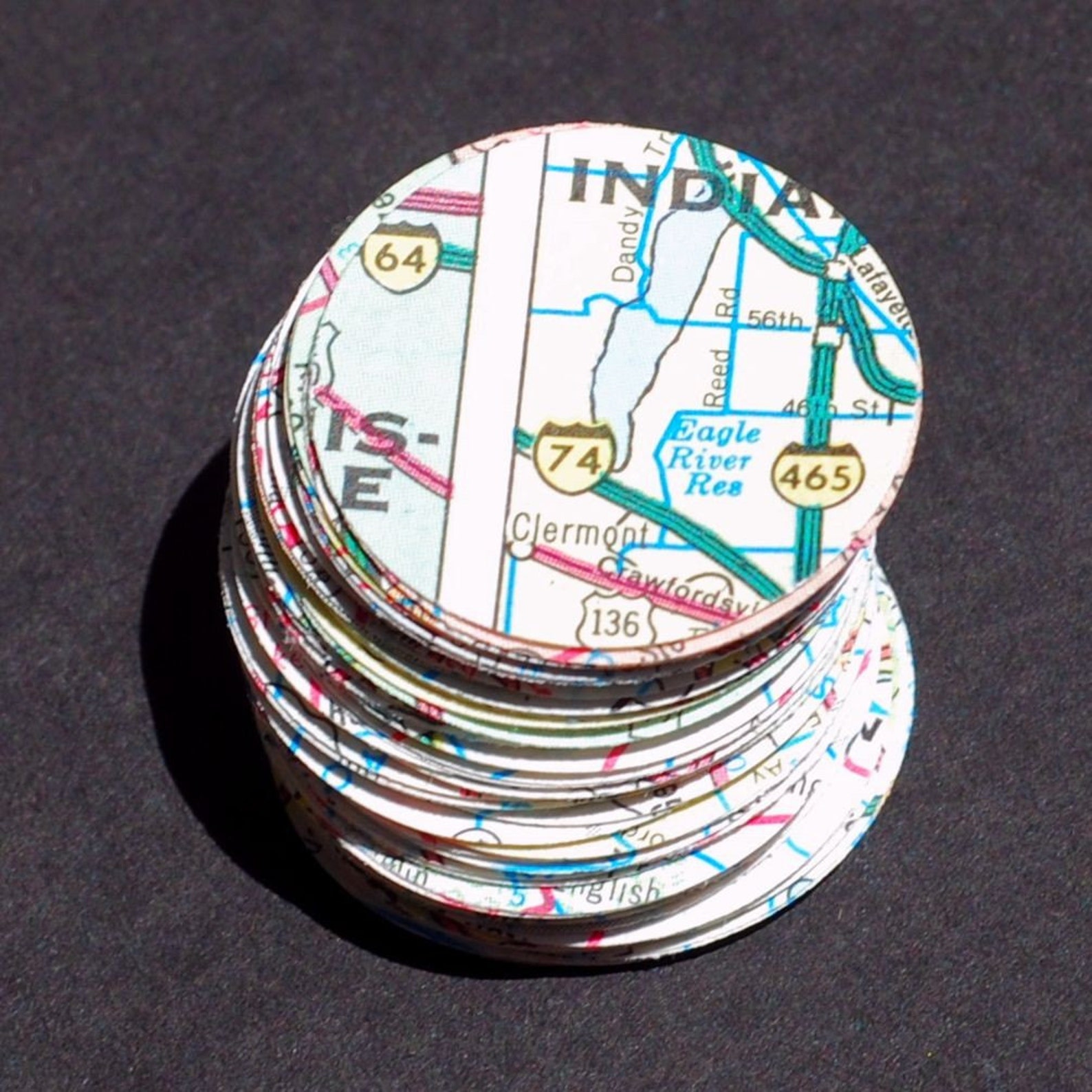 Map Paper Circles 100 United States 1 Inch Vintage Map Circles ...