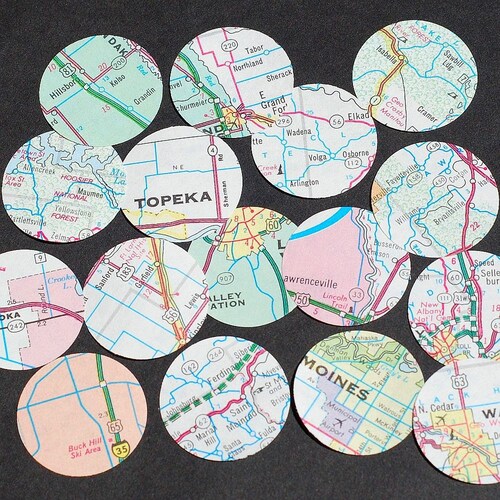 Map Paper Hearts 100 Vintage Road Atlas Hearts Party Decor - Etsy