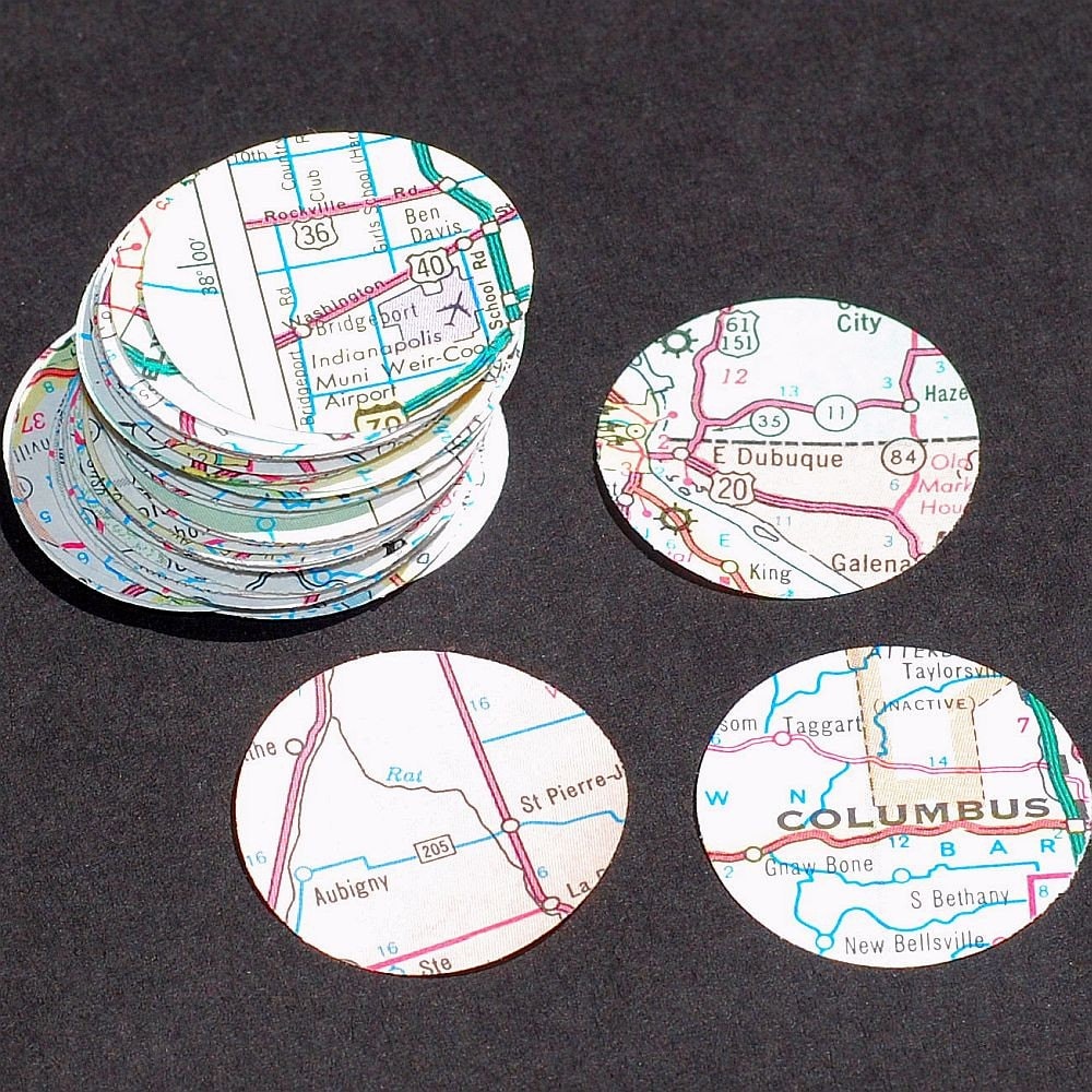 Map Paper Circles 100 United States 1 Inch Vintage Map Circles ...