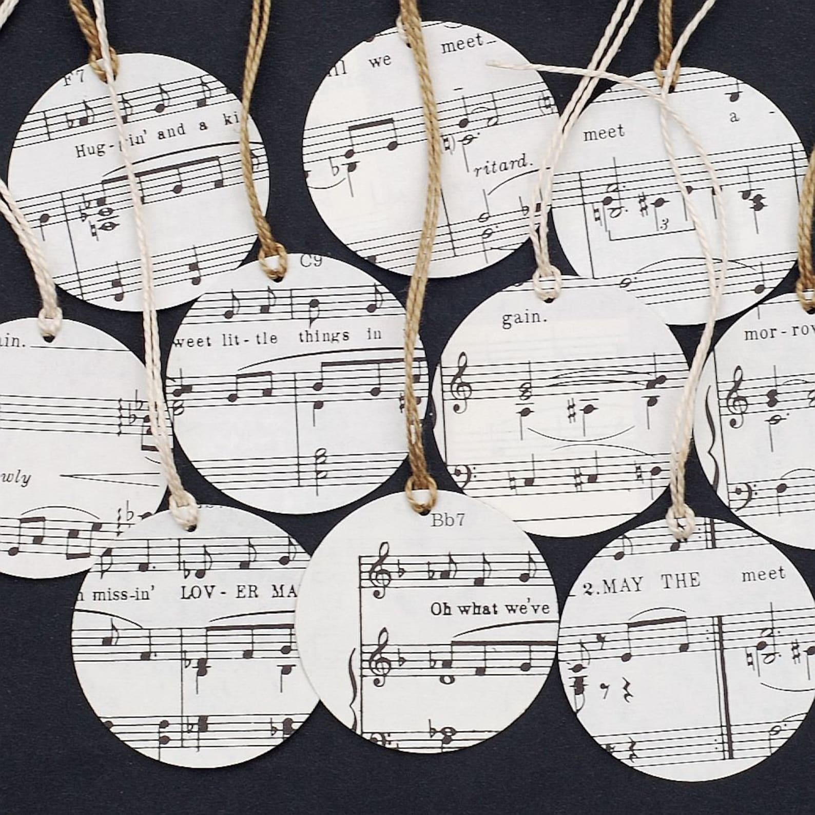 15 Sheet Music Gift Tags- Recycled Vintage Sheet Music, Paper Wedding ...