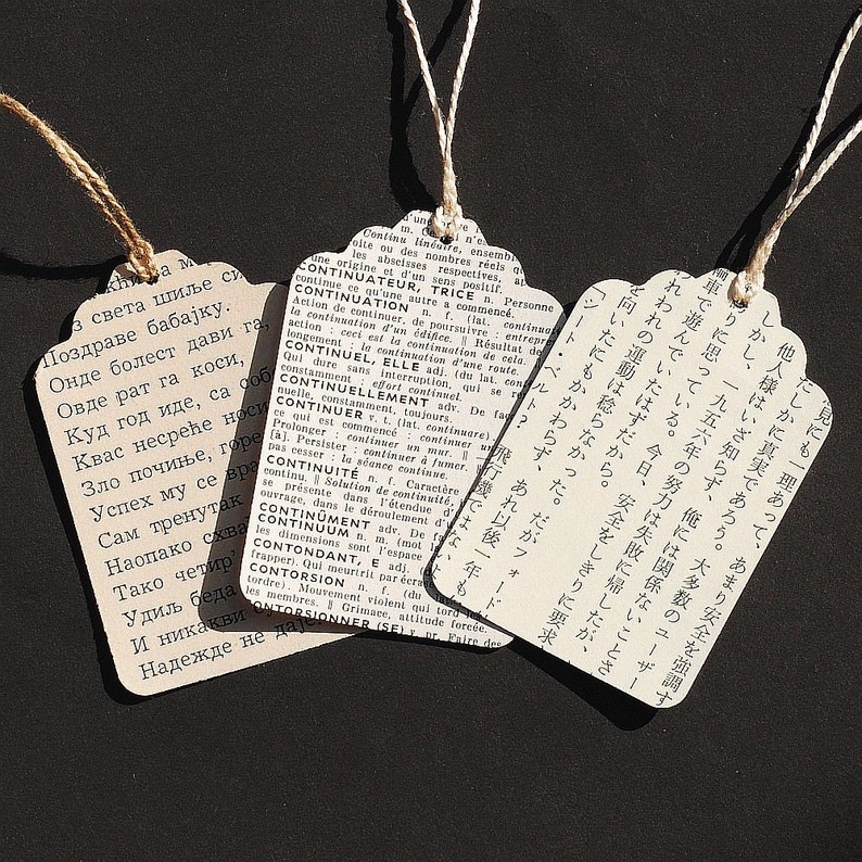 Foreign Language Gift Tags 15 Recycled Vintage Paper Gift - Etsy