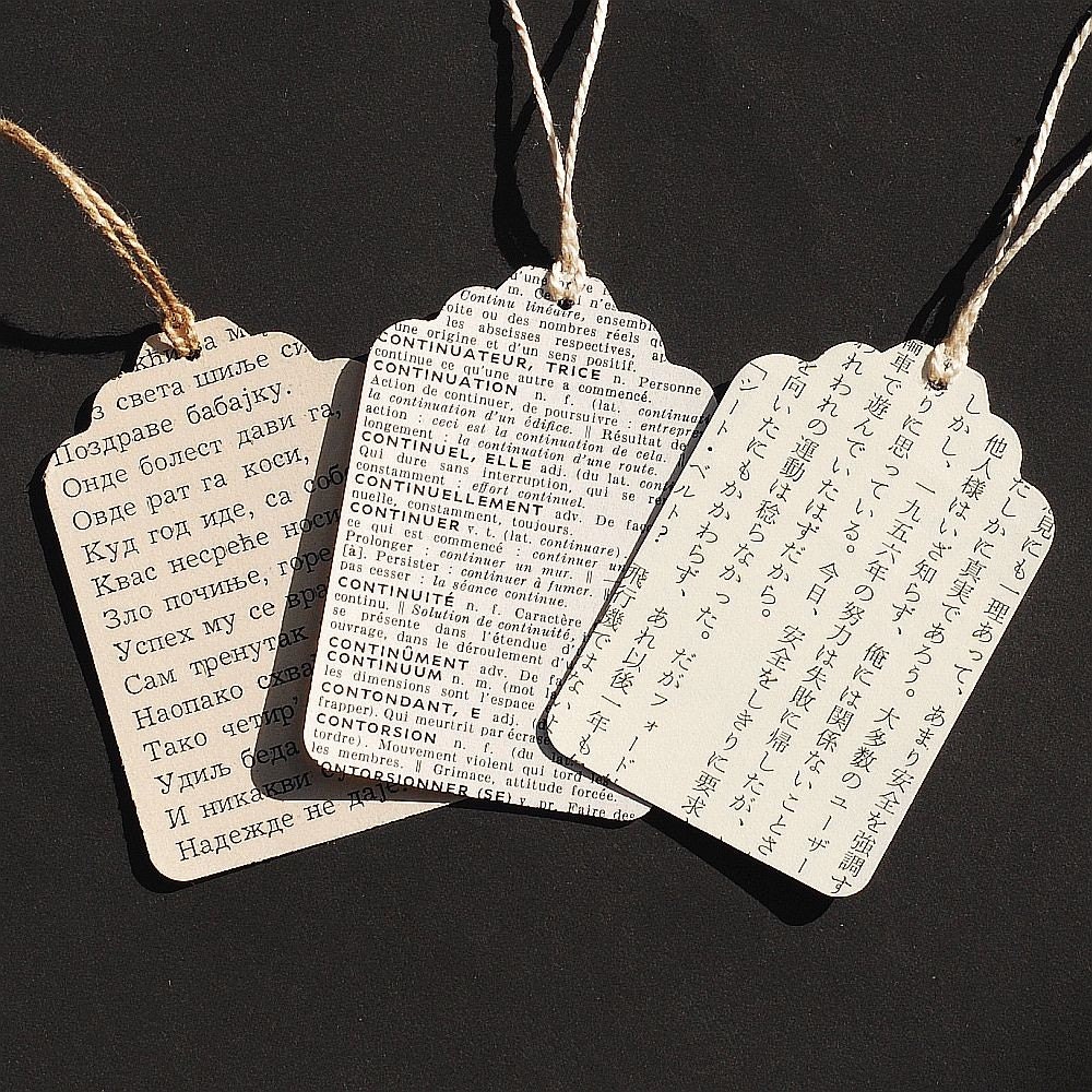 Foreign Language Gift Tags 15 Recycled Vintage Paper Gift - Etsy
