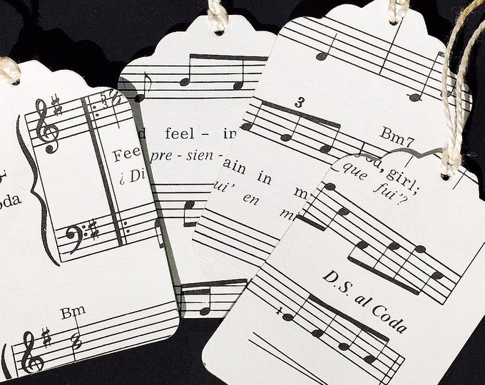 Music Gift Tags 15 Recycled Vintage Sheet Music Tags, Paper Hang Tags ...