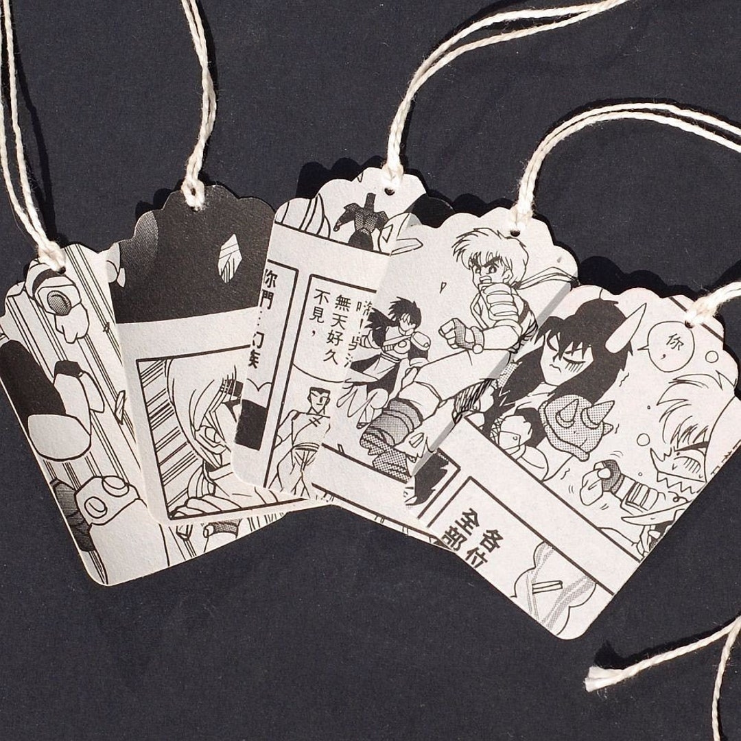 15 Comic Book Tags- Japanese Comic Book Tags, Black & White, Recycled ...