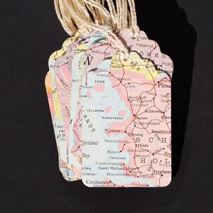 15 Map Gift Tags With String Recycled World Atlas Blank Tags, Travel ...