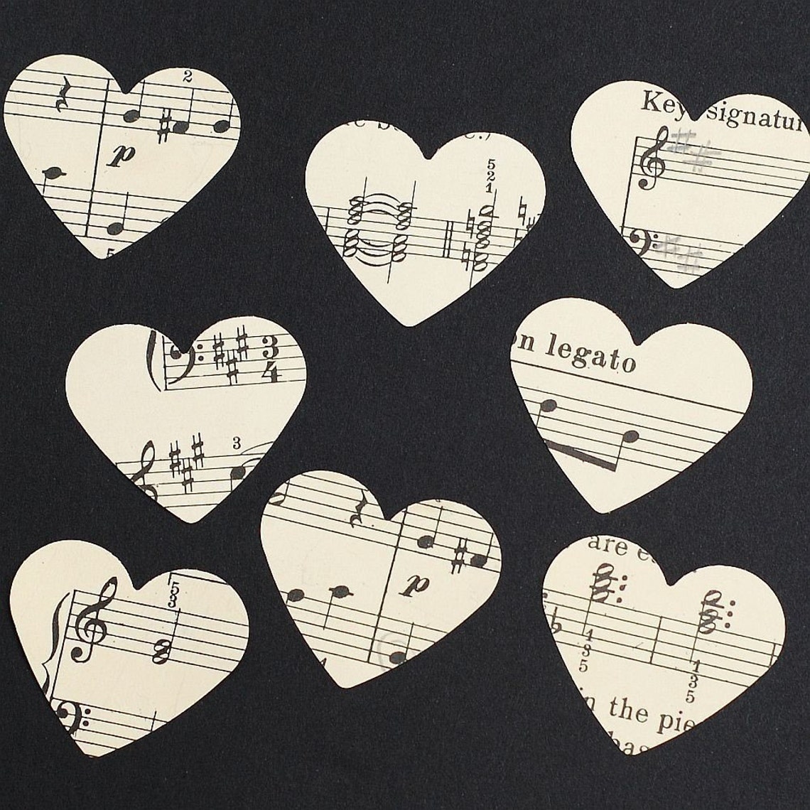 Music Paper Hearts- 100 Vintage Sheet Music Paper Hearts, Vintage Craft ...