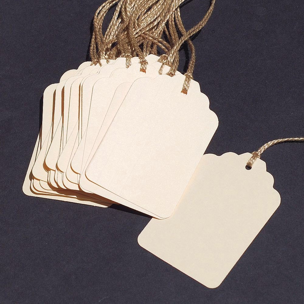 Blank Gift Tags- 25 DIY Wedding Favor Tags, Plain Paper Tags, Hang Tags ...