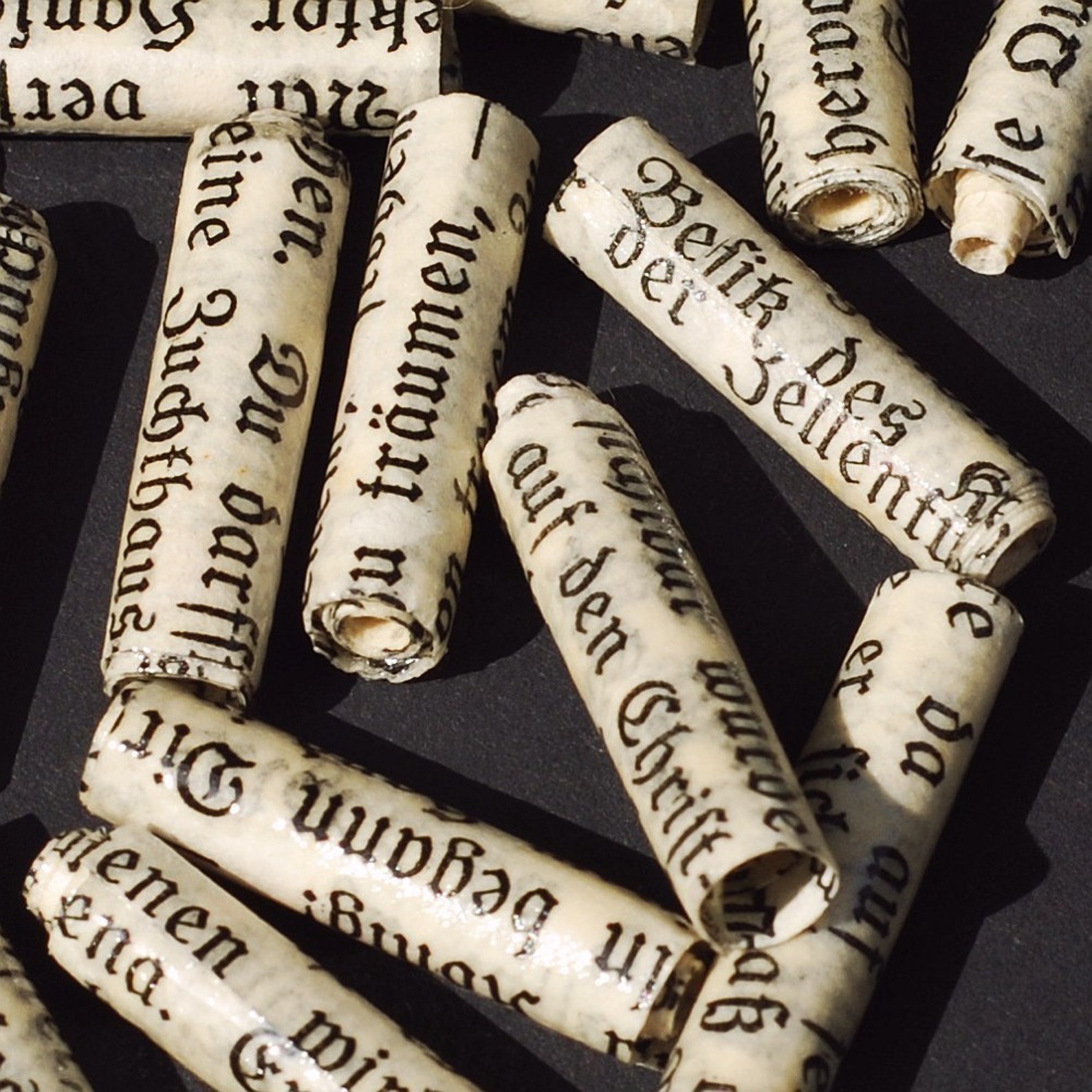 German Paper Beads 15 Recycled German Text Beads, Handmade Beads ...