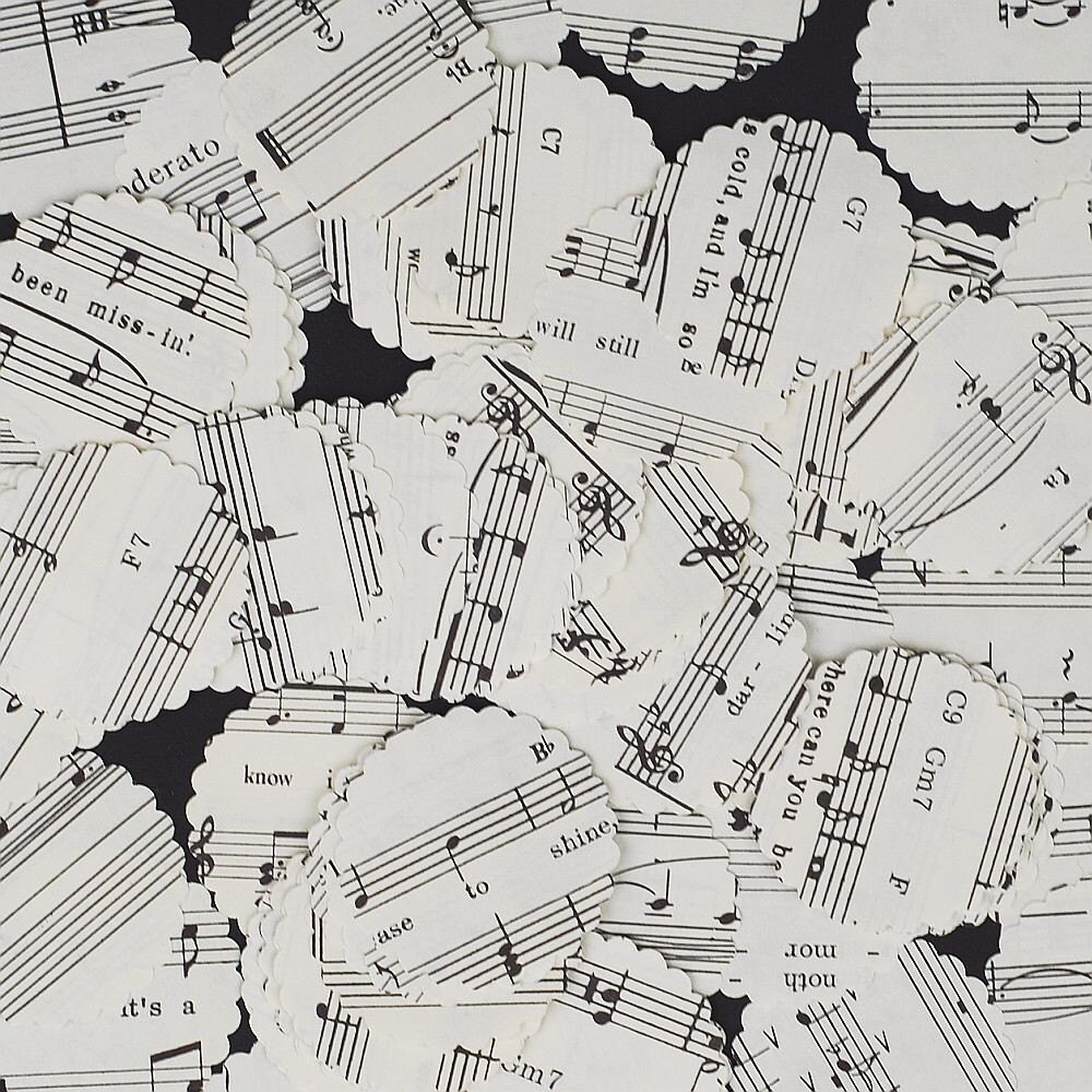 Music Paper Circles- 100 Vintage Sheet Music Scalloped Circles, Craft ...