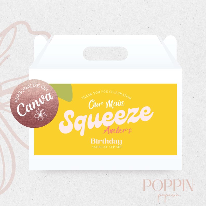 EDITABLE Favor Box Labels - Main Squeeze Gable Labels - Lemon Birthday ...