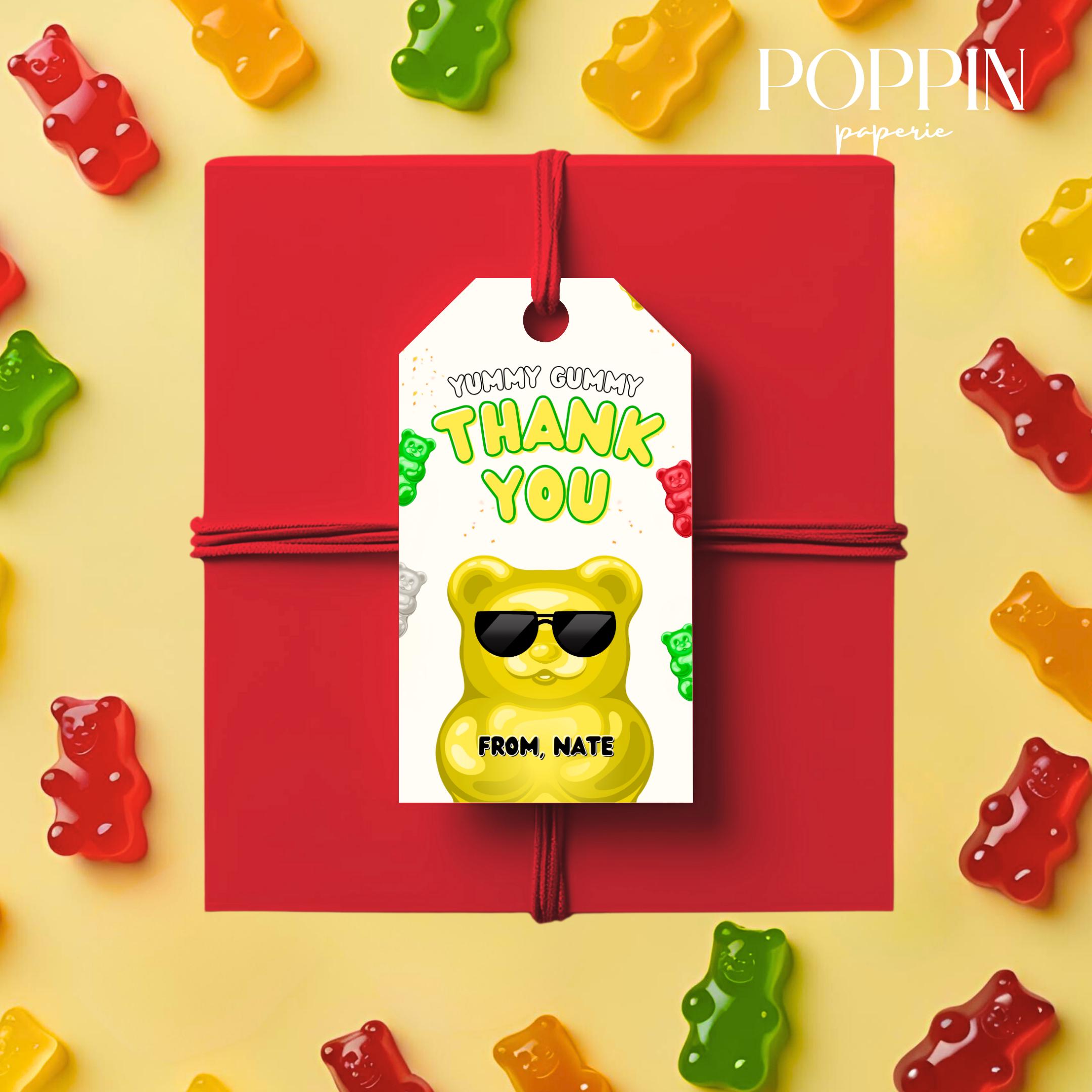 EDITABLE Favor Tags - Yummy Gummy Bear Birthday 2x3.5" Tags - Gummy ...