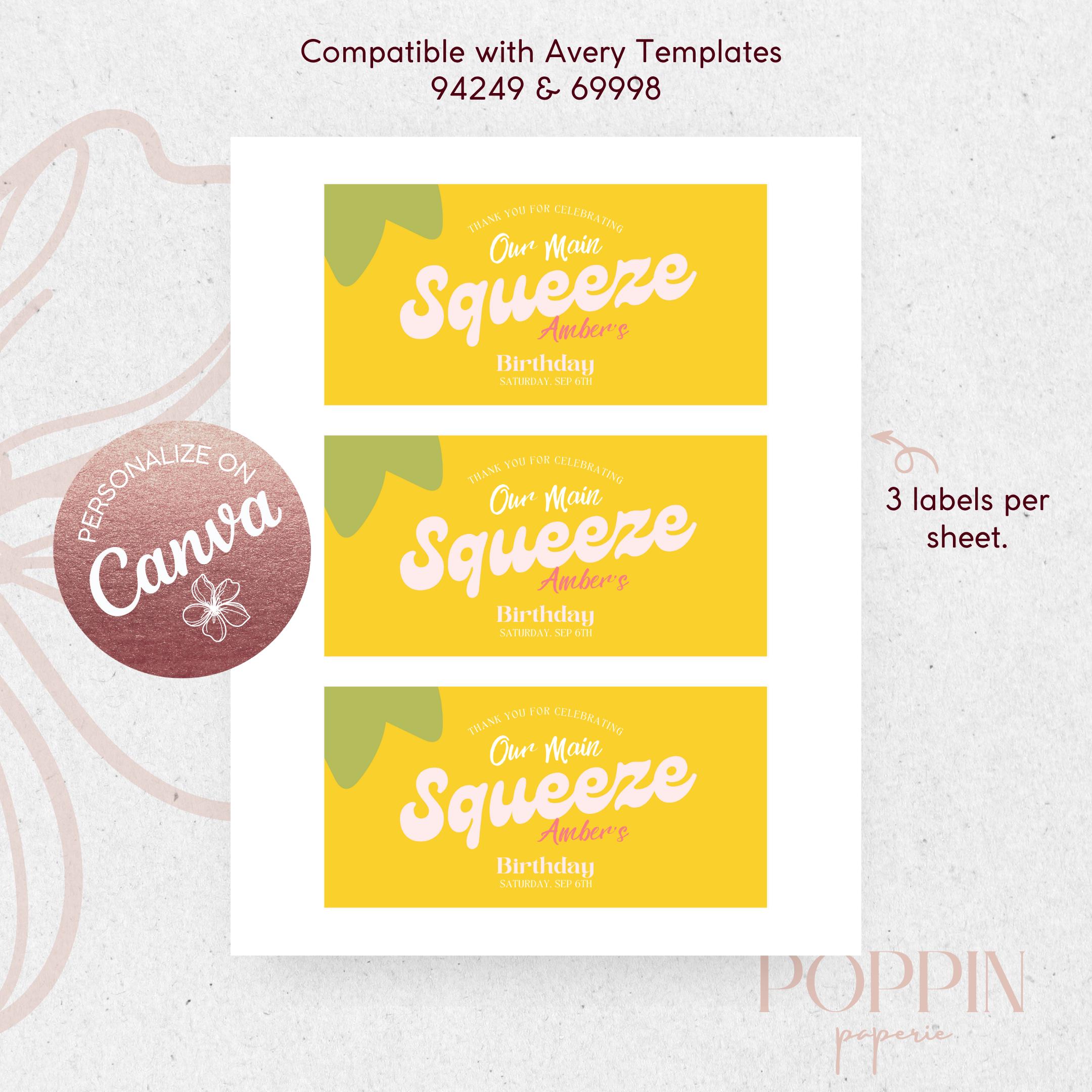 EDITABLE Favor Box Labels - Main Squeeze Gable Labels - Lemon Birthday ...