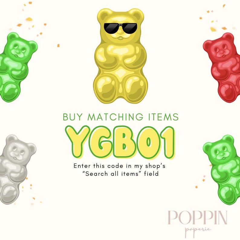 EDITABLE Juice Labels - Yummy Gummy Bear Birthday Label 3.5x5 - Gummy ...
