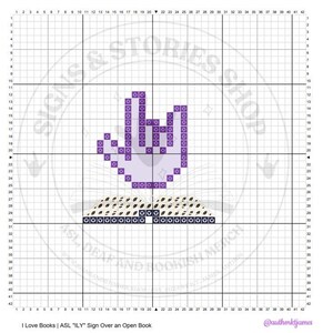 American Sign Language "i Love You" Over Book Cross-stitch Pattern ...