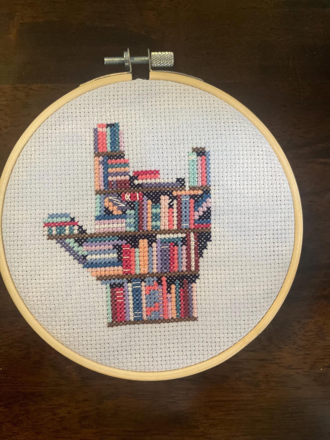 American Sign Language "i Love You" Bookshelf With Book Cross-stitch ...