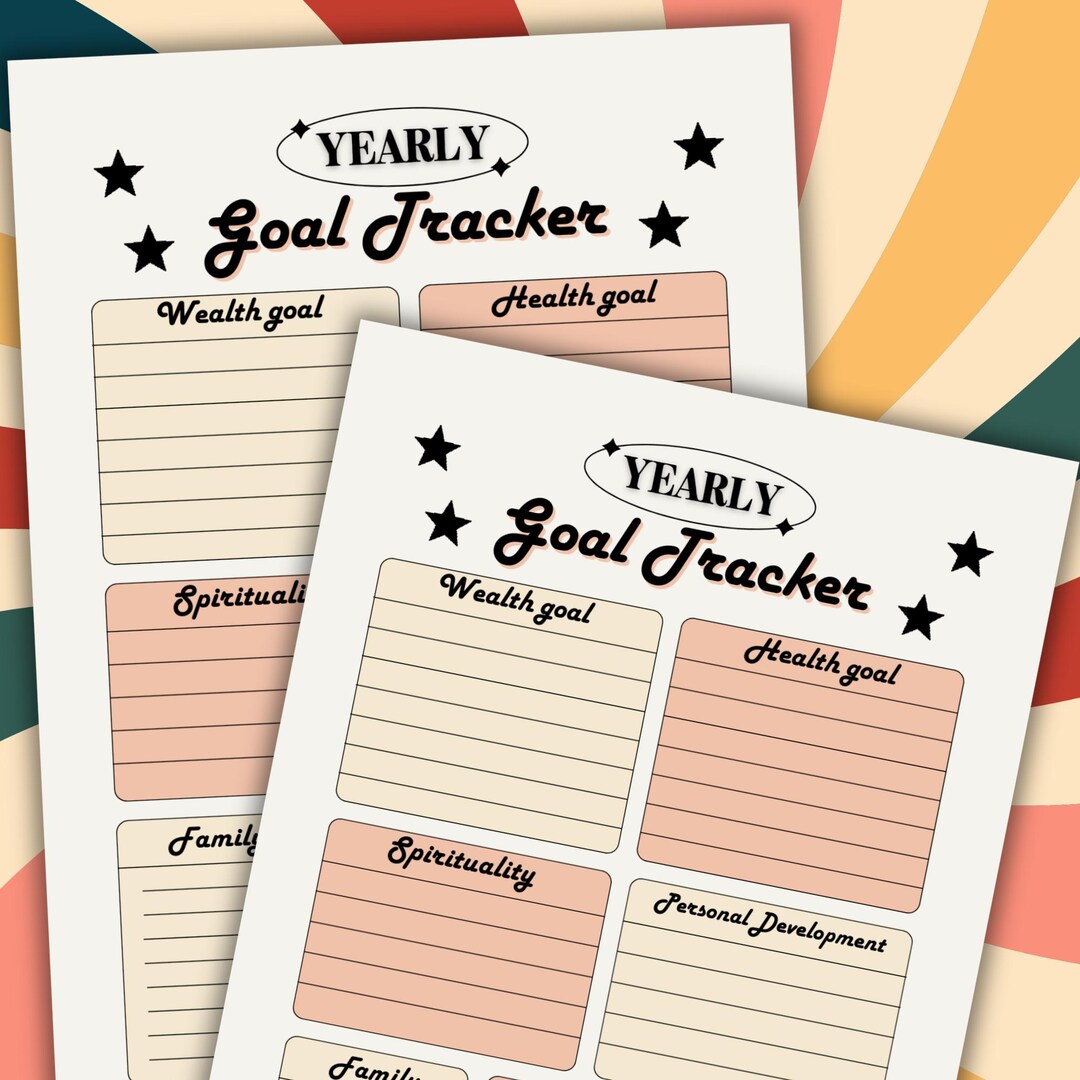 Yearly Goal Tracker Printable A4, A5, Letter, Half Letter Life Goals ...