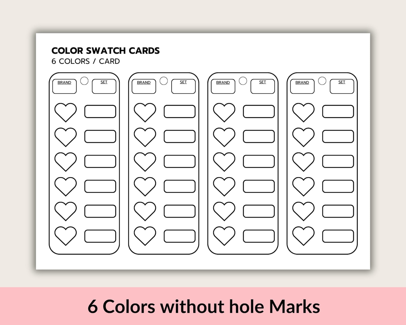 Printable Color Swatch Cards Portable Bookmark: A4/letter Size, Alcohol ...