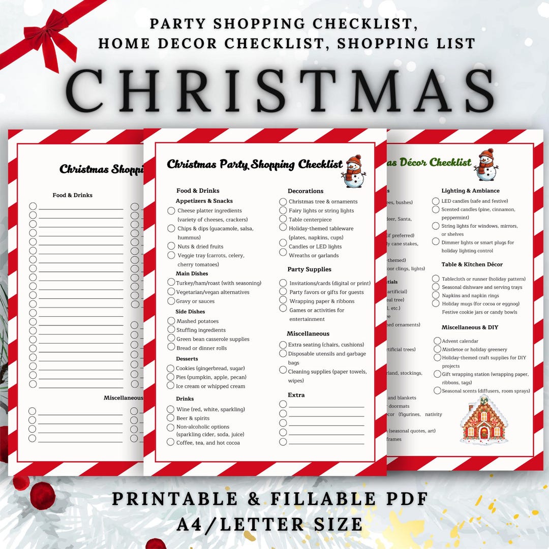 Printable Christmas Party Shopping Checklist, Holiday Decor Checklist ...