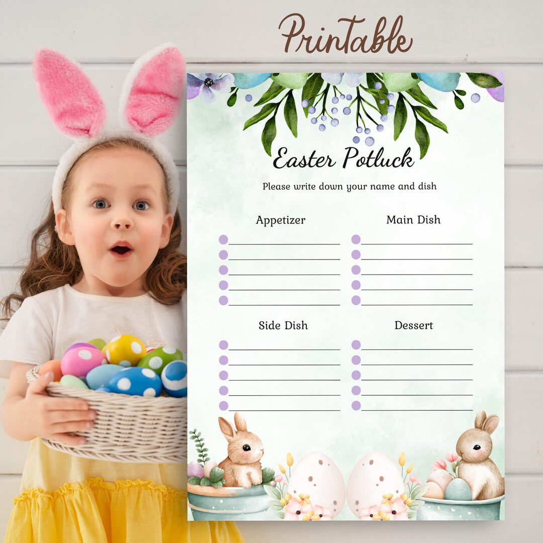 Easter Potluck Sign-up Sheet | Printable Easter Party Food List | A4 ...