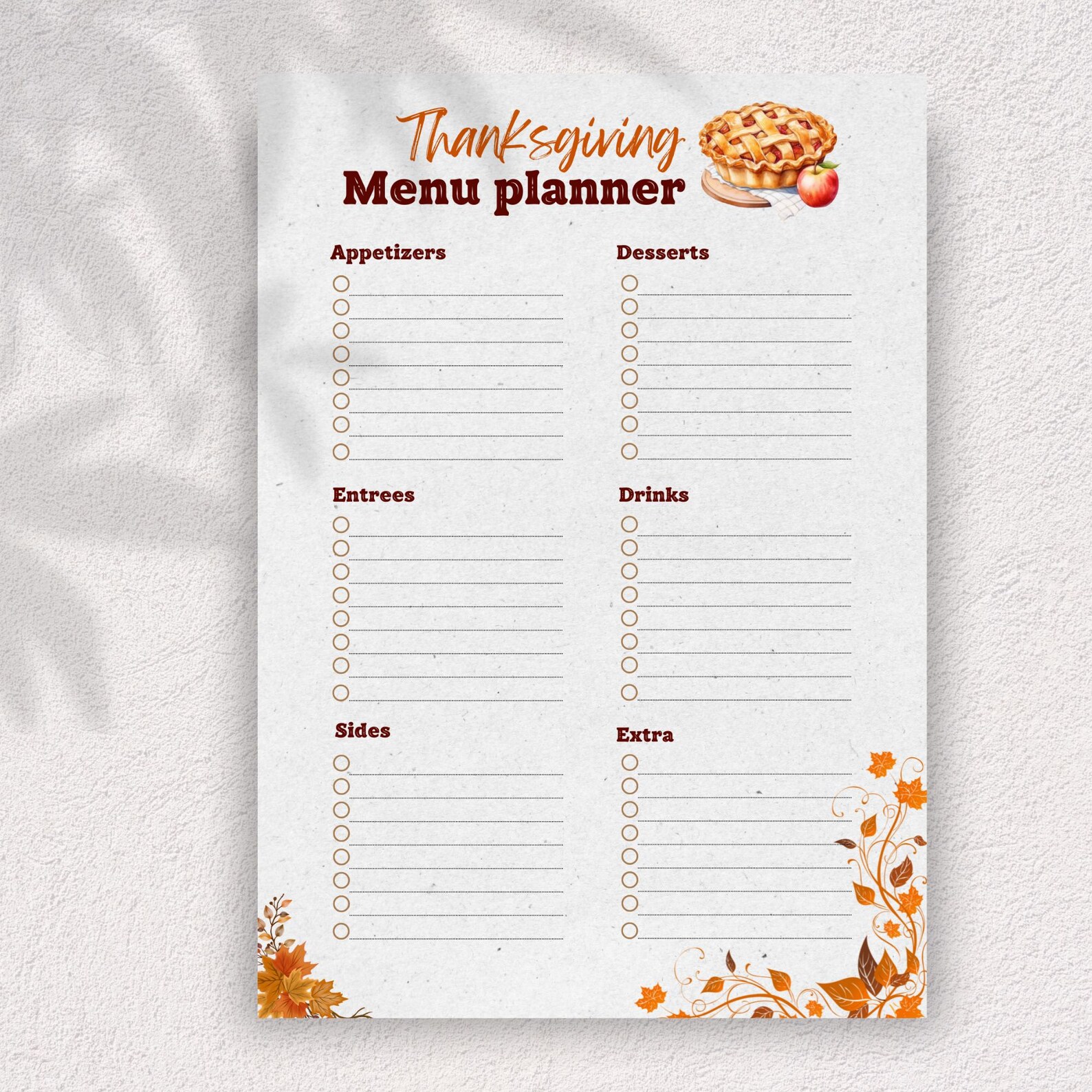 Thanksgiving Planner Bundle, Checklist, Menu, Potluck (printable PDF ...