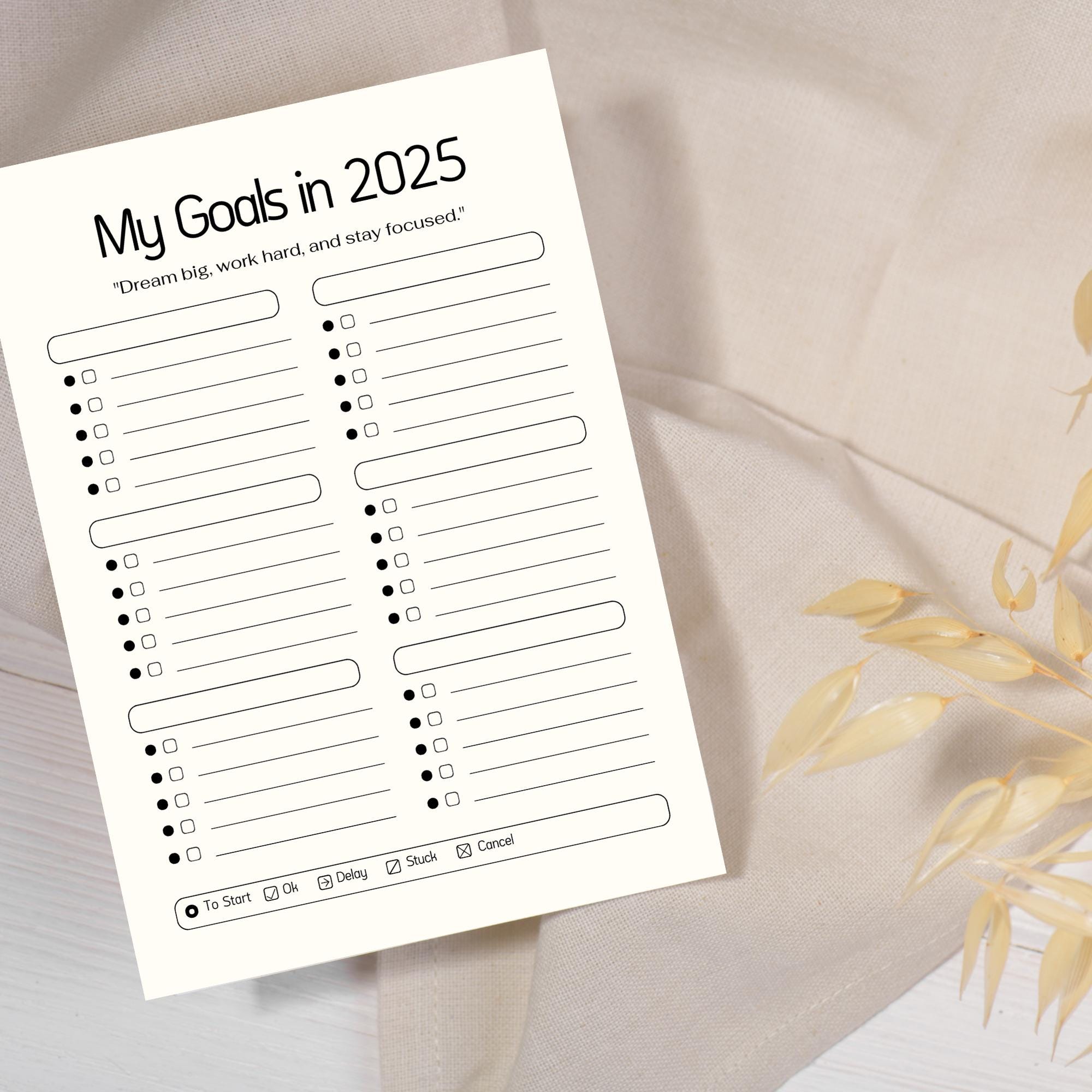My Goals in 2025 Planner 2025 With Blank Categories Template Printable ...