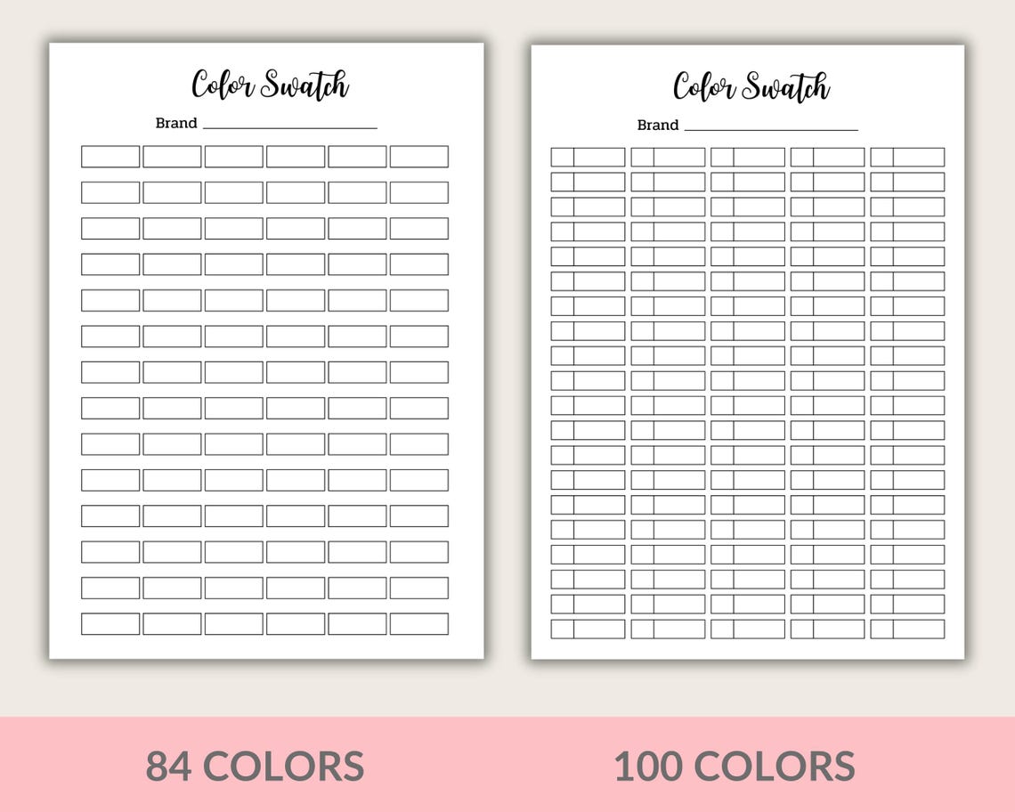Color Swatch Chart Bundle, Printable, Blank Color Swatch, Ink Swatch ...