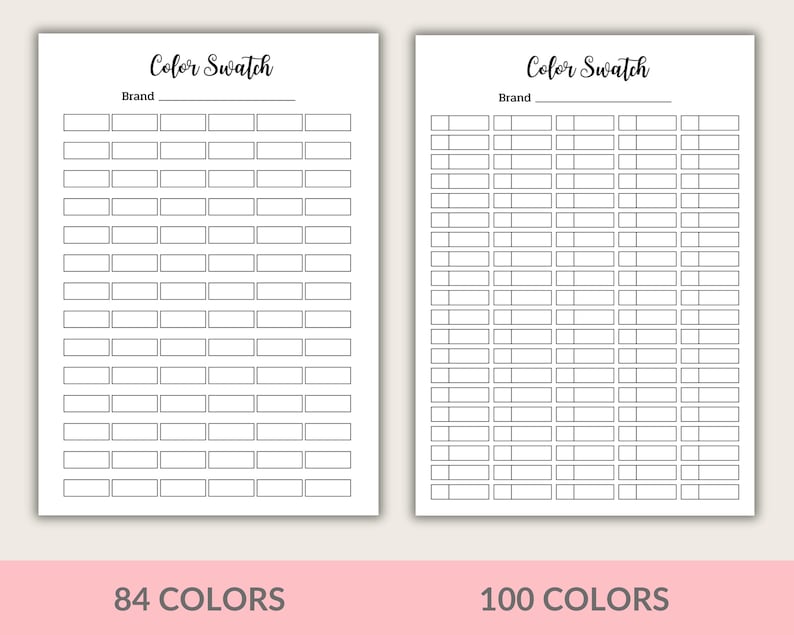 Color Swatch Chart Bundle, Printable, Blank Color Swatch, Ink Swatch ...