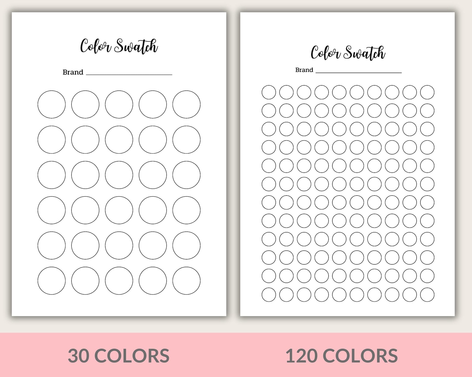 Color Swatch Chart Bundle, Printable, Blank Color Swatch, Ink Swatch ...