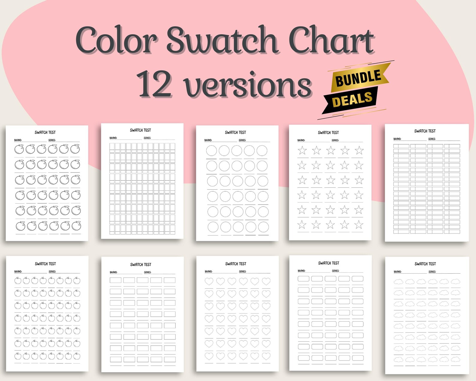Color Swatch Chart Bundle, Swatch Test Printable, Blank Color Swatch ...