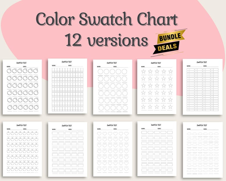 Color Swatch Chart Bundle, Swatch Test Printable, Blank Color Swatch ...