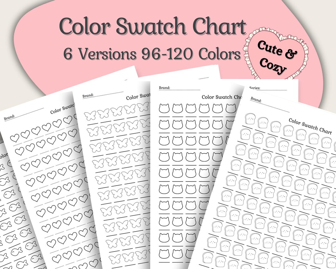Cute and Cozy Color Swatch Chart Bundle, Printable, Blank Color Swatch ...