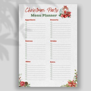 Christmas Party Checklist Printable, Menu Planner, Potluck Sign-up ...