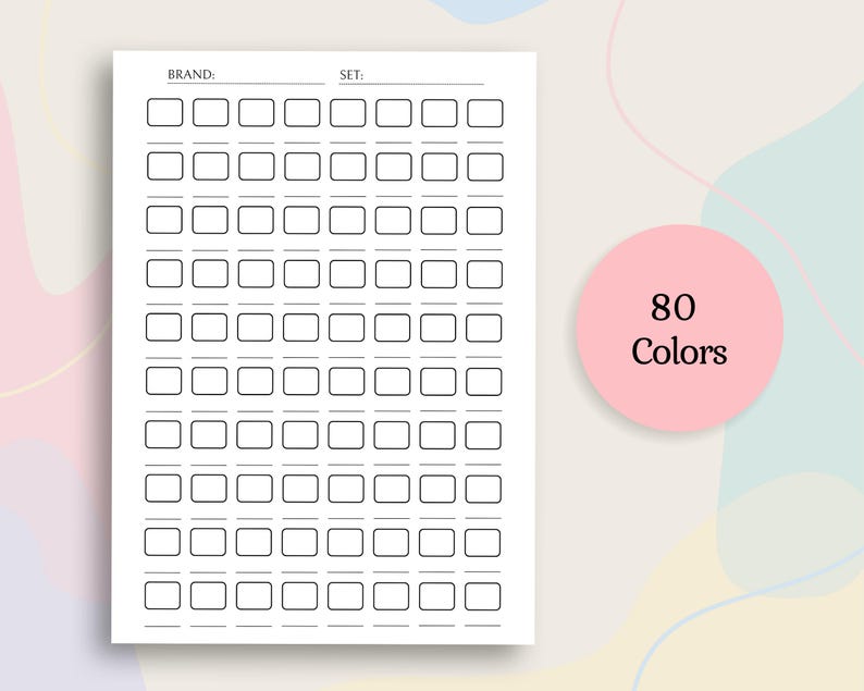 Color Swatch Chart Set Printable Swatch Test Blank Colour Swatch Chart ...