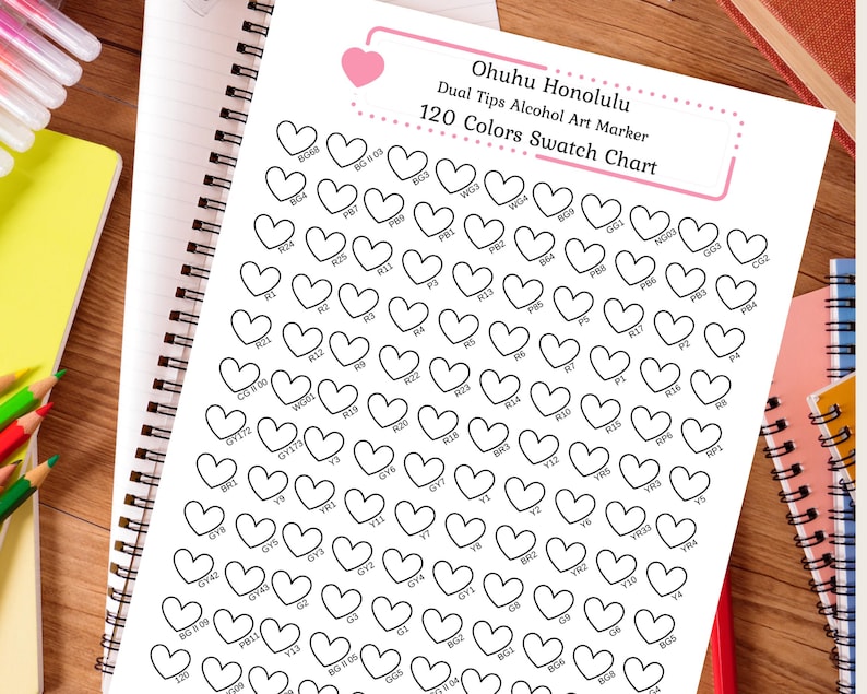 Printable 120 Ohuhu Honolulu Marker Swatch Page With Color Code Swatch ...