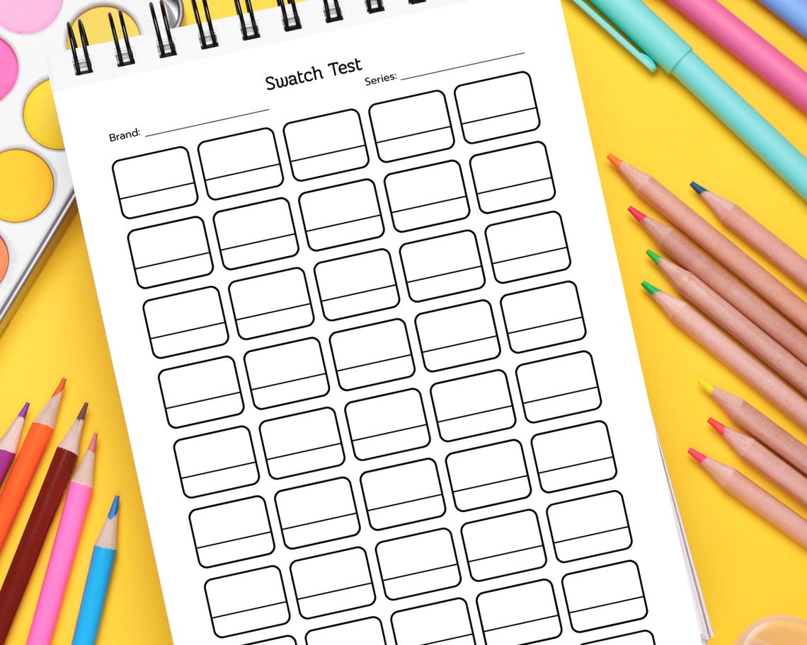 Color Swatch Chart Set: Ink, Alcohol Marker, Pencils (printable PDF) - Etsy