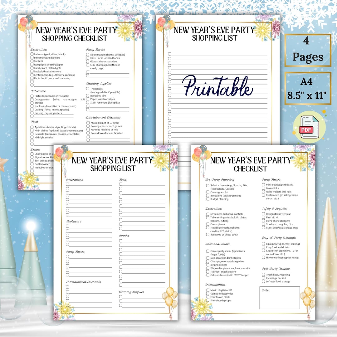 New Years Eve Party Checklist New Years Eve Party Shopping List ...