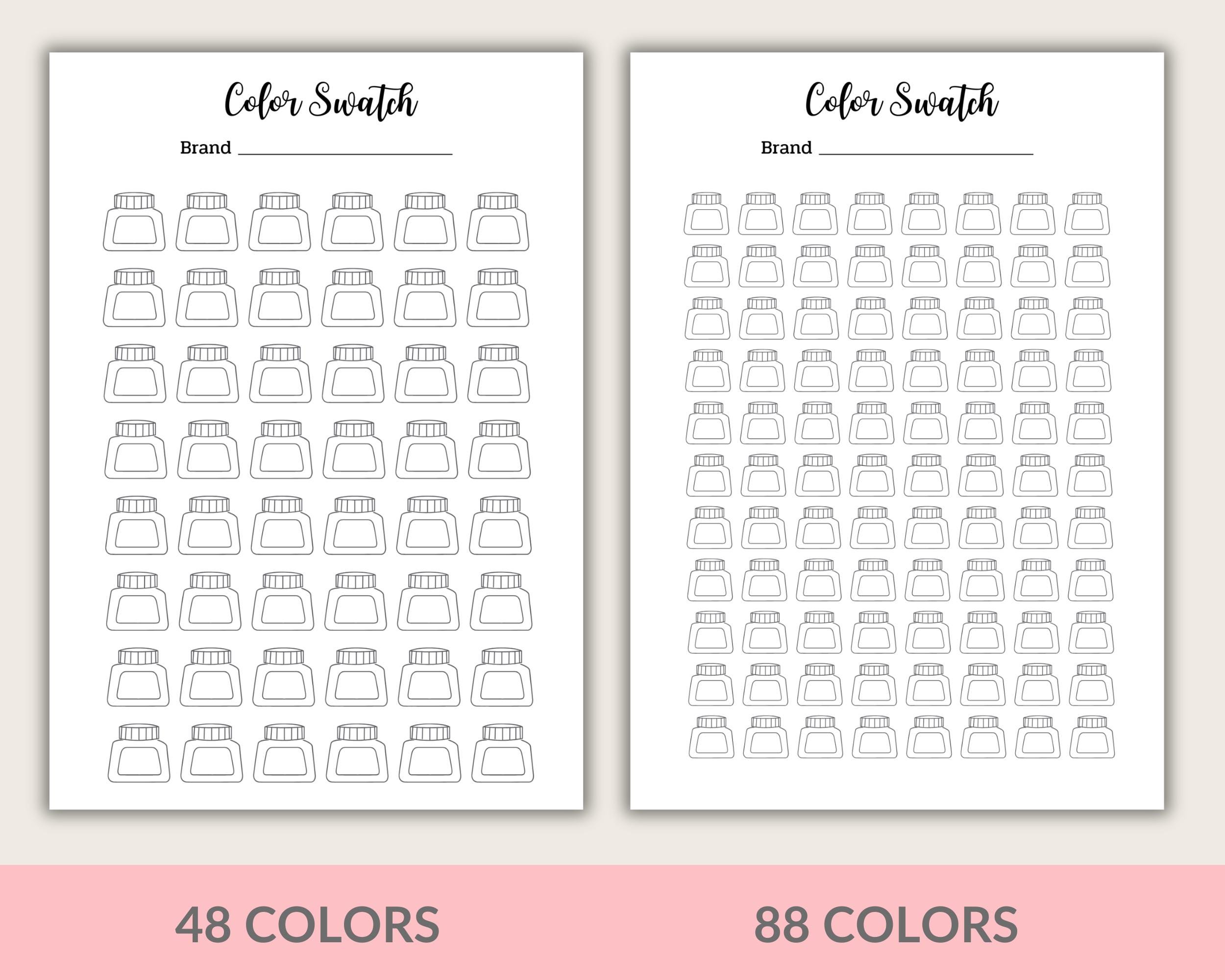 Color Swatch Chart Bundle, Printable, Blank Color Swatch, Ink Swatch ...