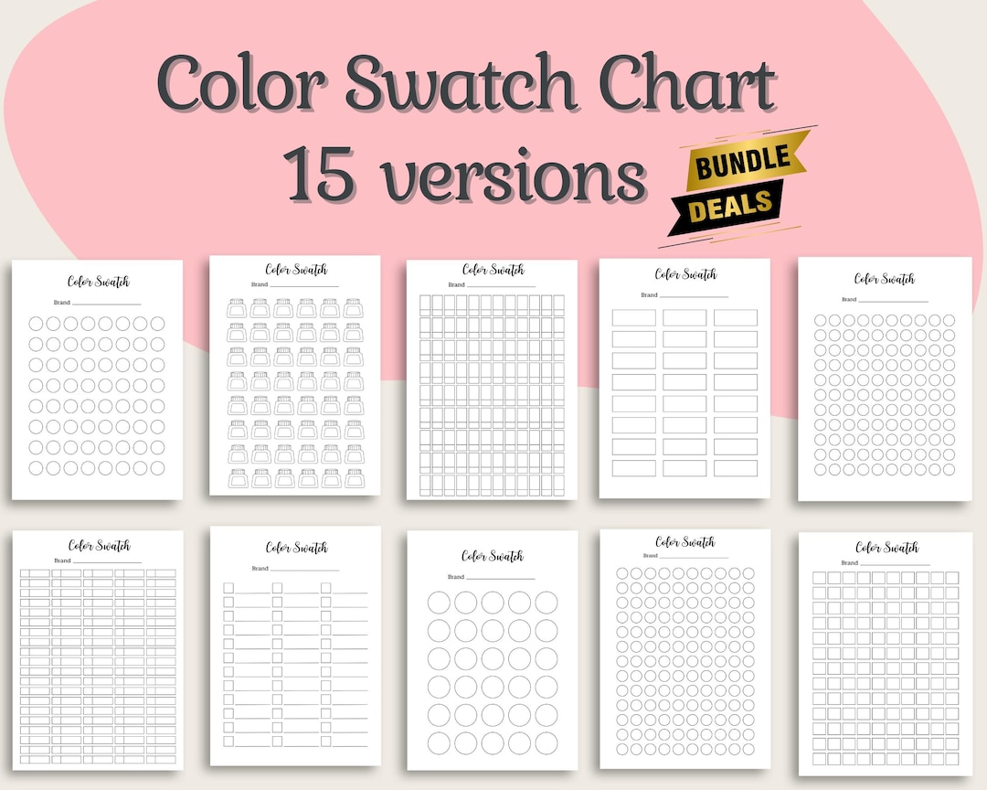Printable Color Swatch Chart Bundle: Ink, Paint, Marker (digital ...