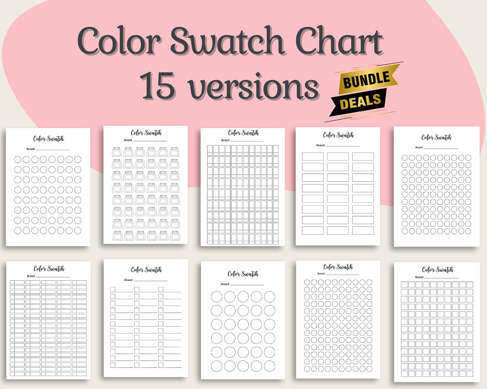 Color Swatch Chart Bundle, Printable, Blank Color Swatch, Ink Swatch ...