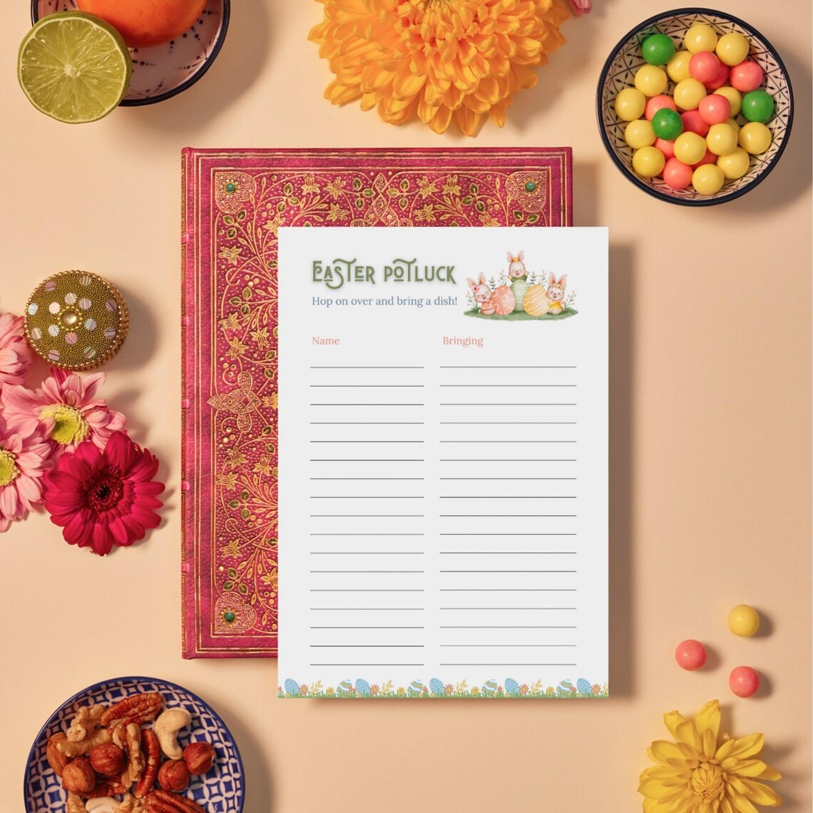 Easter Potluck Sign-up Sheet Printable, Easter Dinner Planner, Easter ...