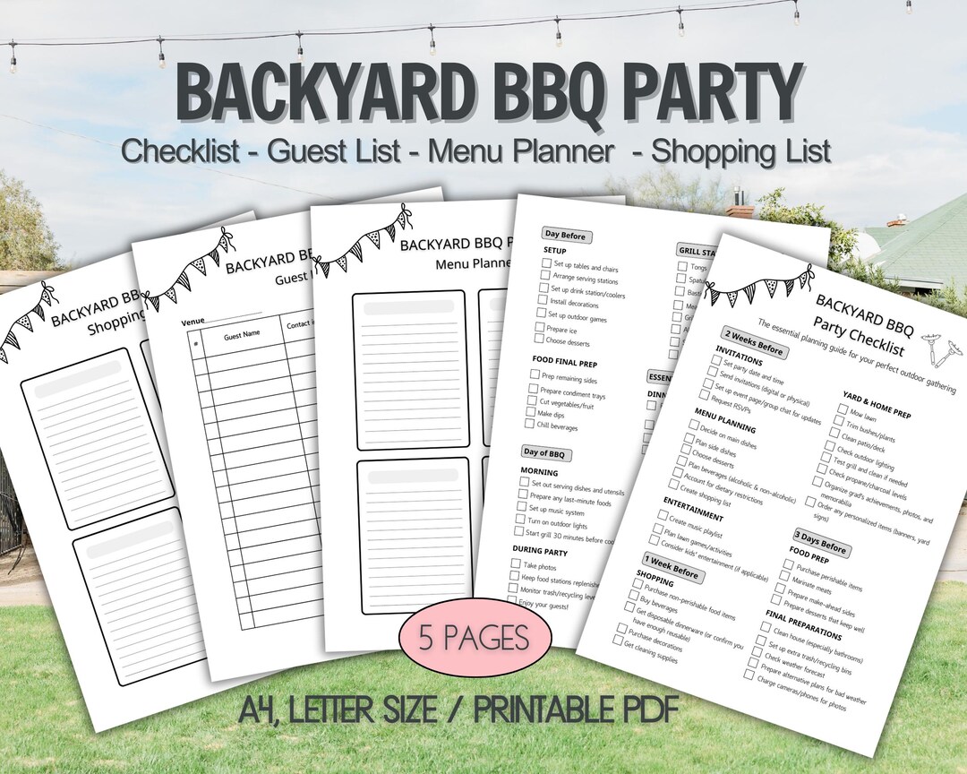Backyard BBQ Party Checklist Printable | Summer Cookout Planner ...