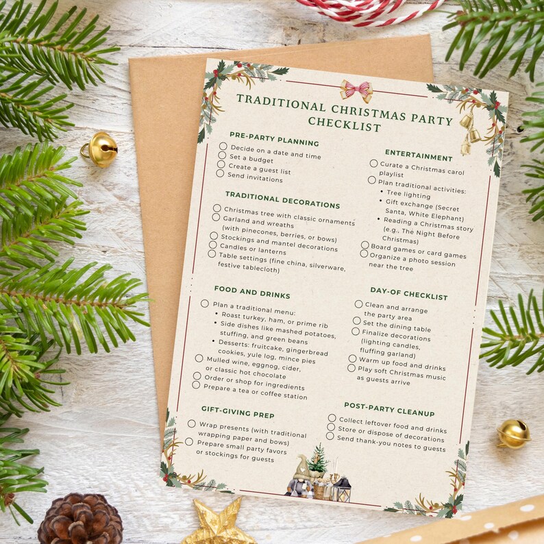 Traditional Christmas Party Checklist Bundle, Party Checklist Printable ...