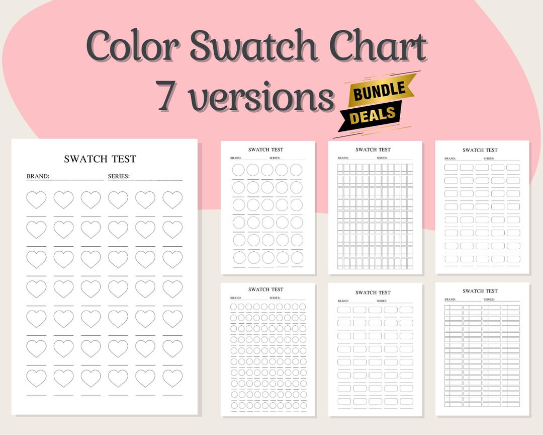 Color Swatch Chart Bundle, Swatch Test Printable, Blank Color Swatch ...