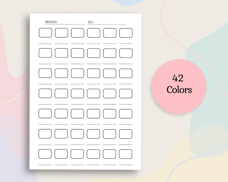 Color Swatch Chart Set Printable Swatch Test Blank Colour Swatch Chart ...
