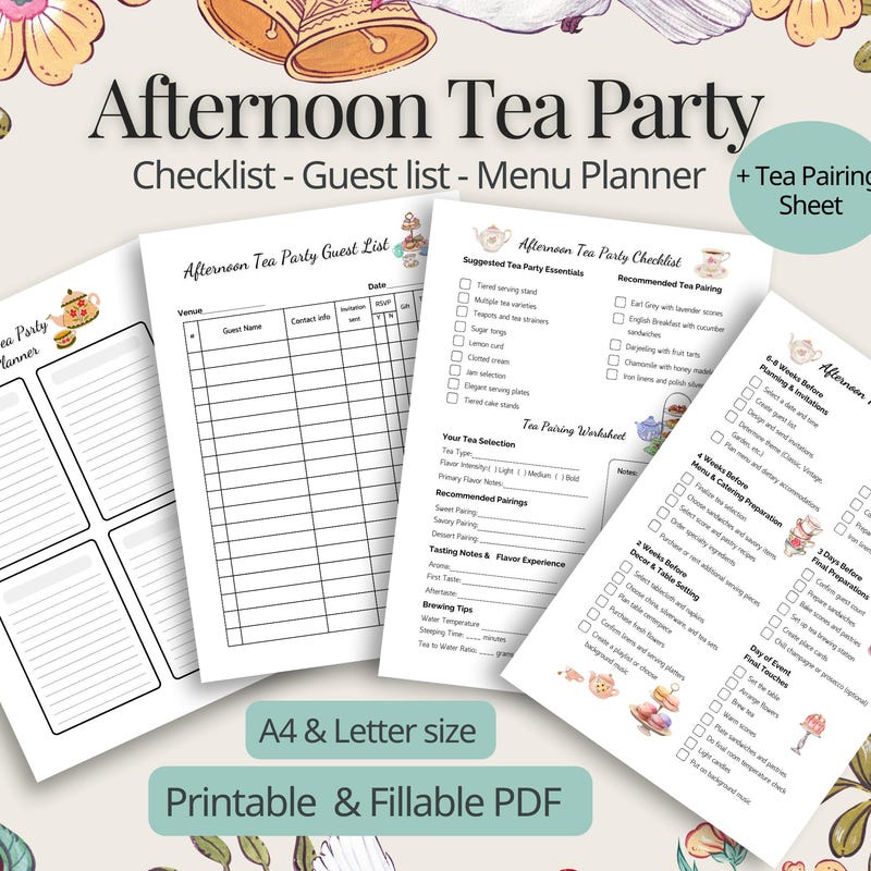 Tea Party Menu List - Etsy
